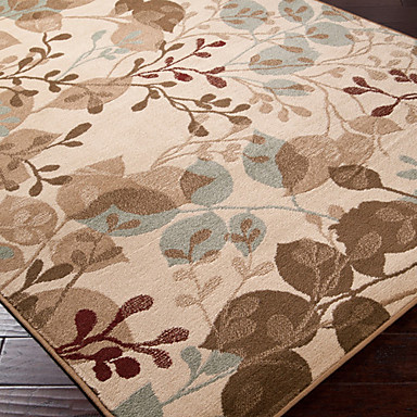 Country Style Wool Tufted Area Rug With Leaves Pattern 5'×8' 718372 ...